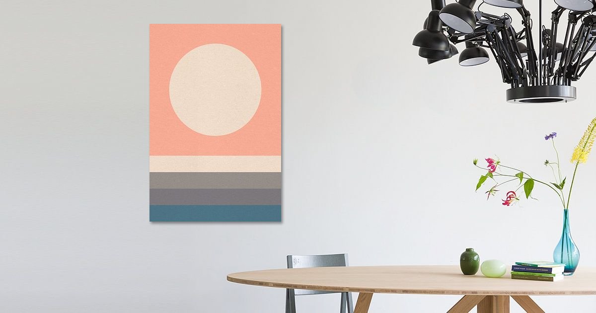 Ikigai. Abstracte minimalistische Zen kunst. Zon, maan, oceaan van Dina Dankers op canvas ...